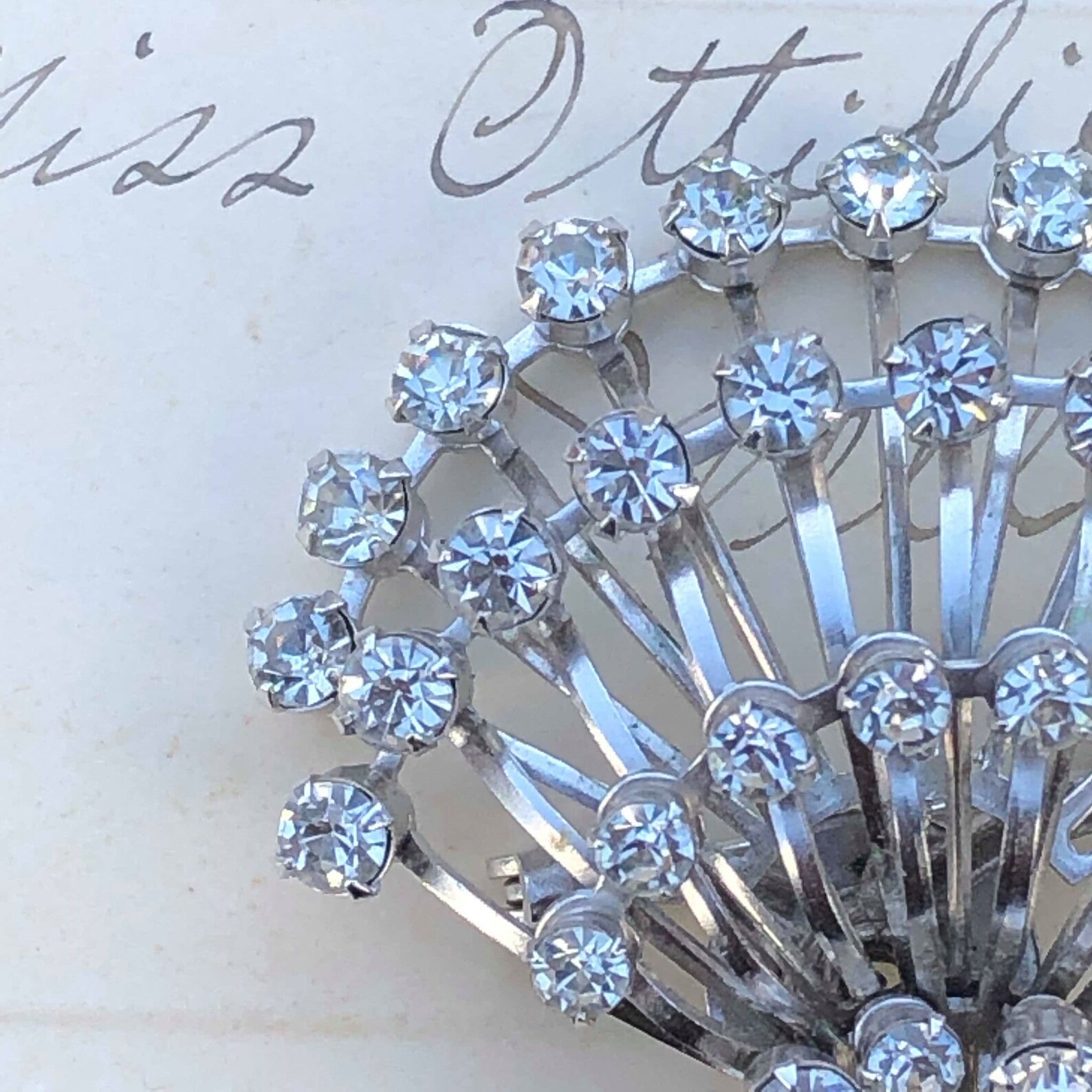 Vintage Rhinestone Fan Brooch, Silver Bridal Jewelry - Etsy