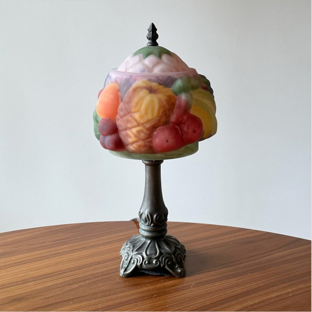 Vintage Pairpoint Style Fruit Accent Lamp, Molded Glass Shade, Fruit ...
