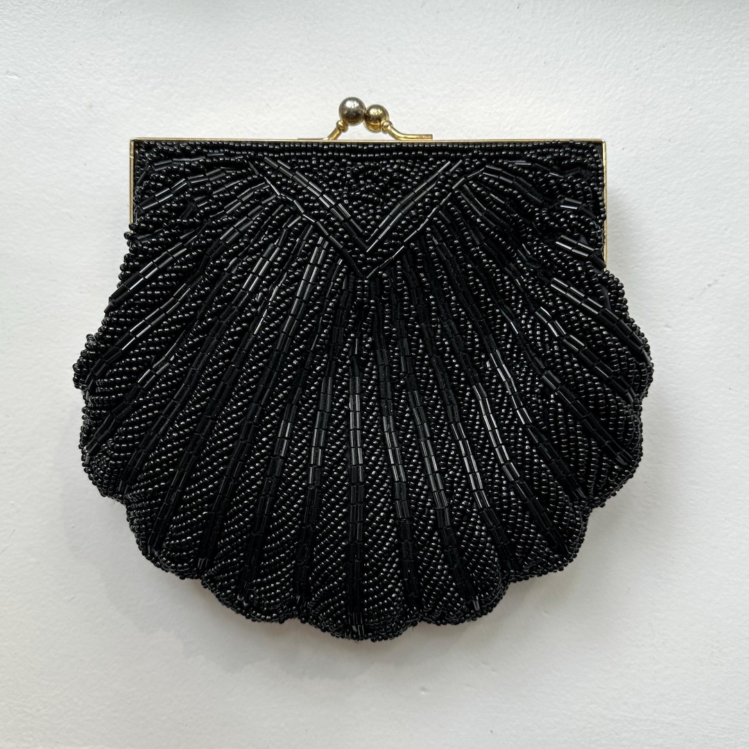 Vintage Black Shell Purse, Beaded Shell Purse, Vintage Purse, Evening ...