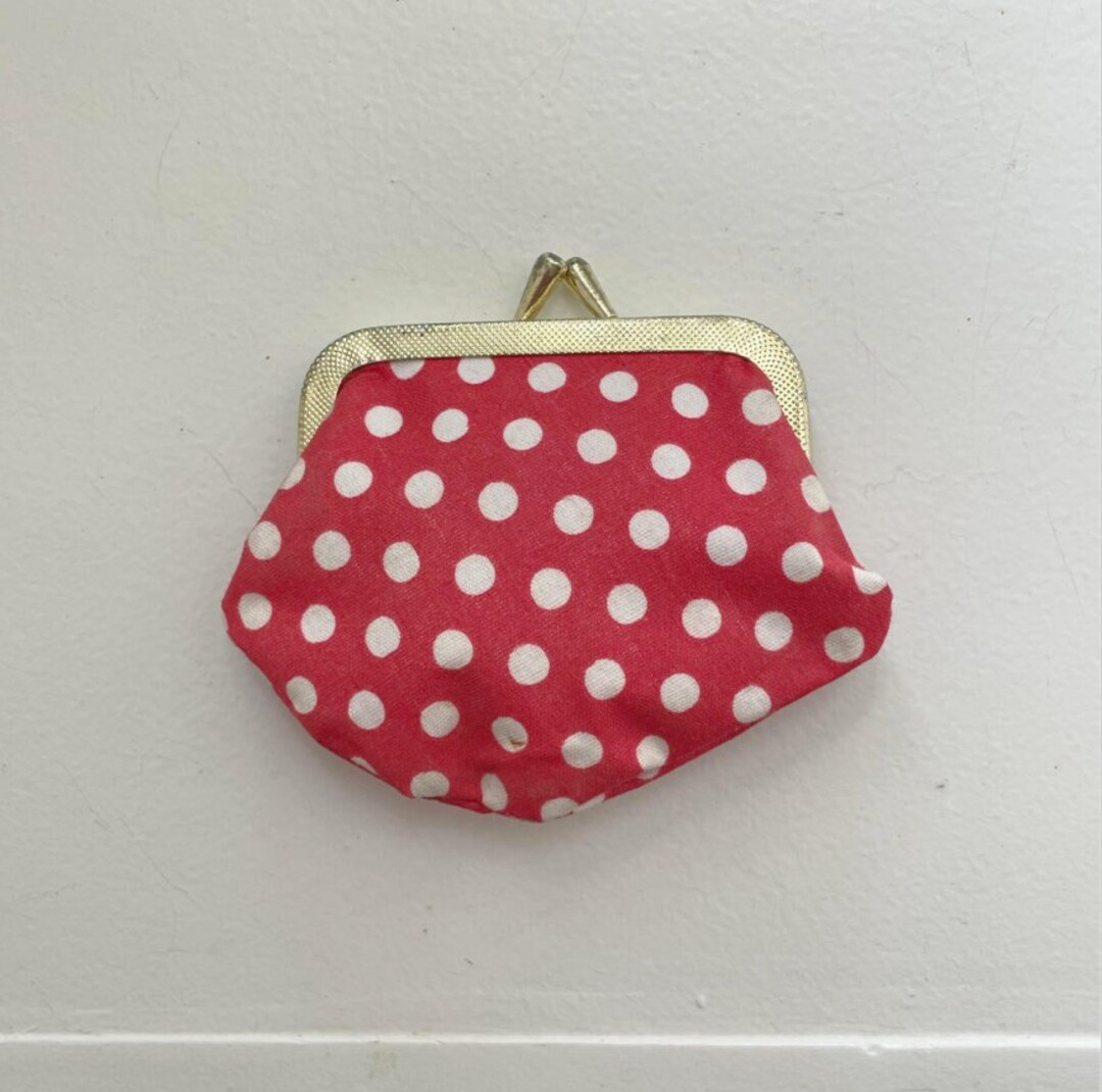 Vintage Polka Dotted Coin Purse, Red and White Coin Purse, Coin Purse ...