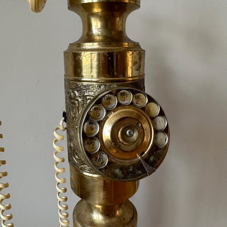 RARE Vintage French Style Brass Telephone Floor Standing Rotary Phone ...