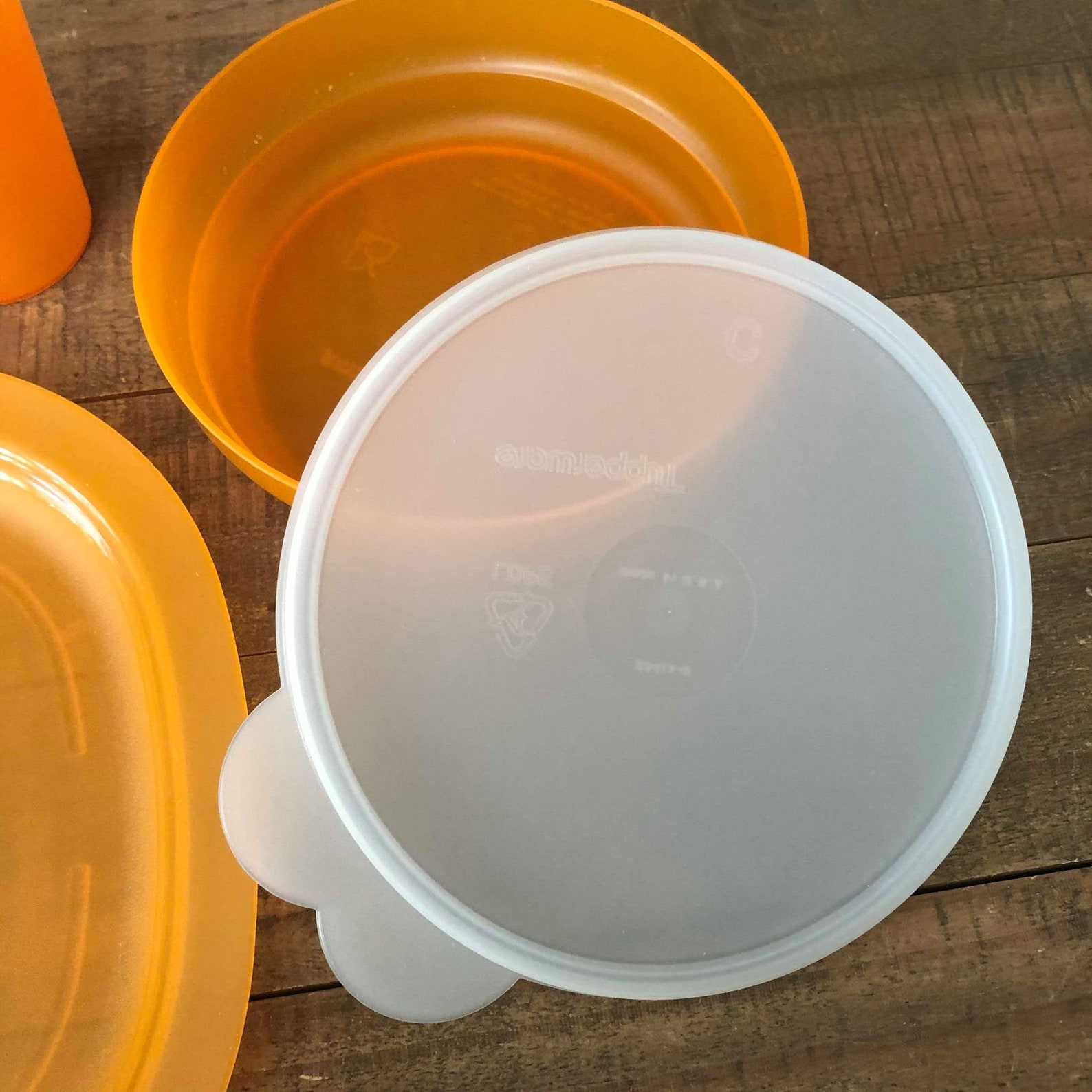 Kid's Tupperware Set, Orange and White, Five Pieces, Vintage Tupperware ...