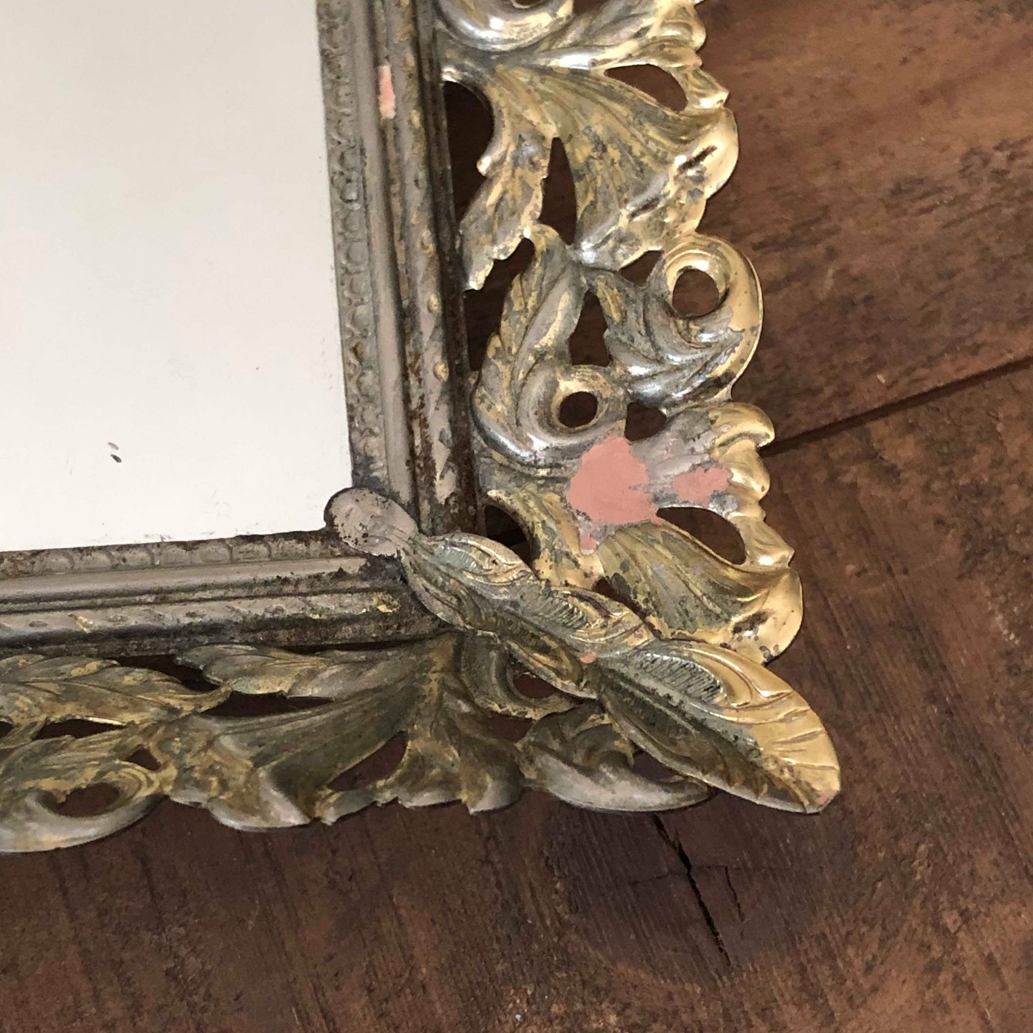 Vintage Rectangle Mirror Tray Gold Tone Filigree Vintage - Etsy