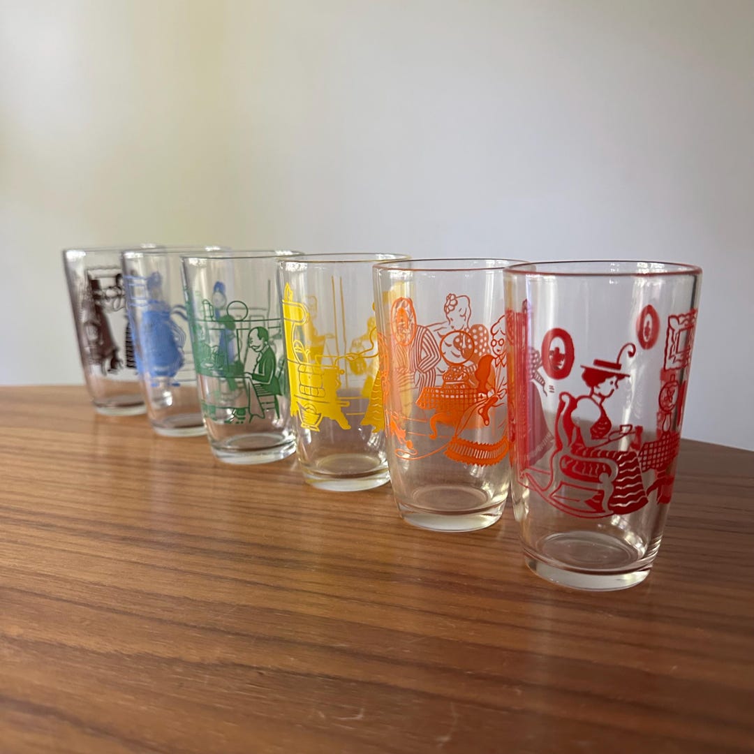 Vintage Swanky Swig Juice Glasses, Set of Six, Breakfast Glasses, 1950s ...