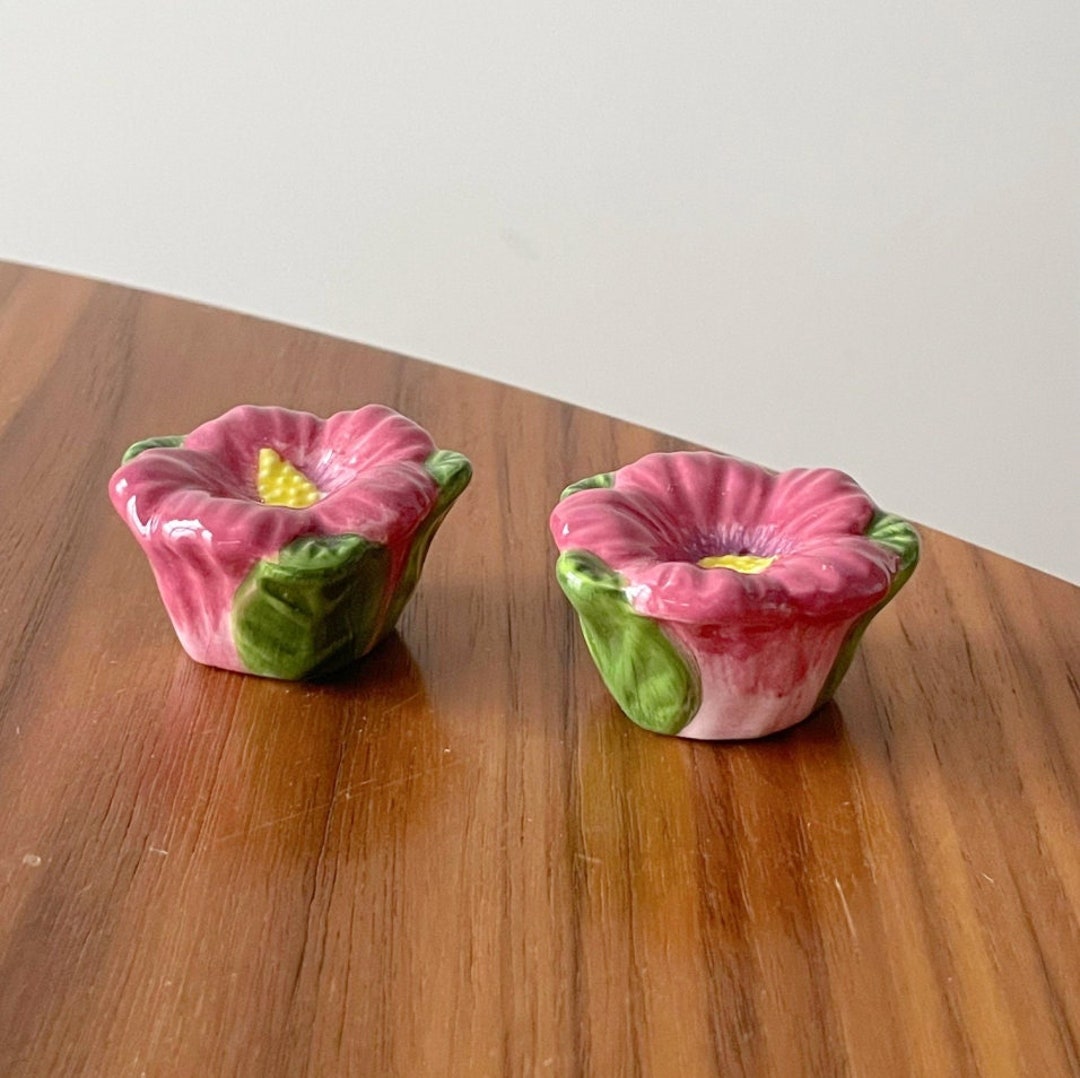 Red Flower Salt and Pepper Shakers, Pink Flower, Flower, Floral Salt ...