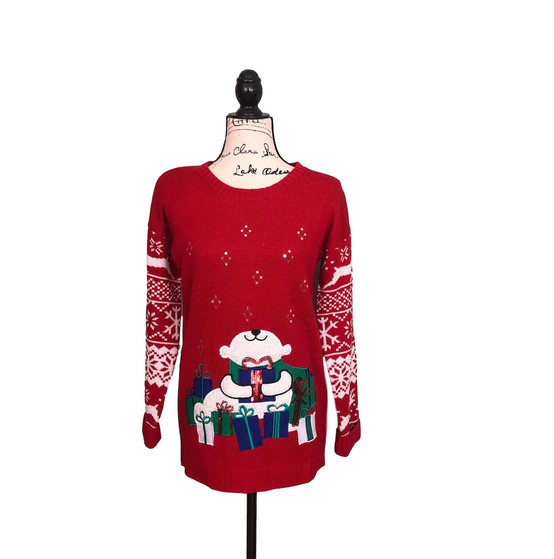 Ugly Christmas Sweater Size M Holiday Sweater Polar Bear - Etsy