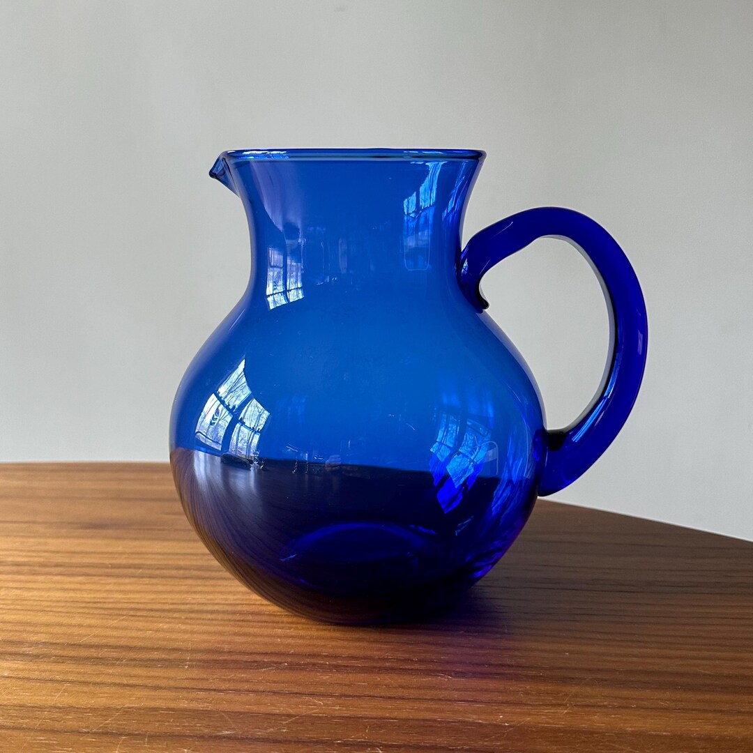 RARE Vintage Cobalt Blue Pitcher, Blue Decor, Cobalt Blue Pitcher ...
