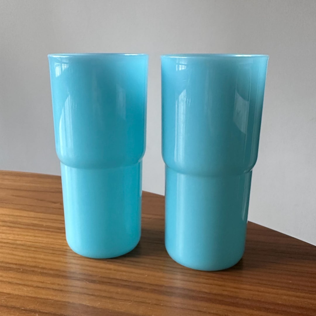 Blue Tupperware Cups, Set of Two, Vintage Tupperware, Vintage Cups ...