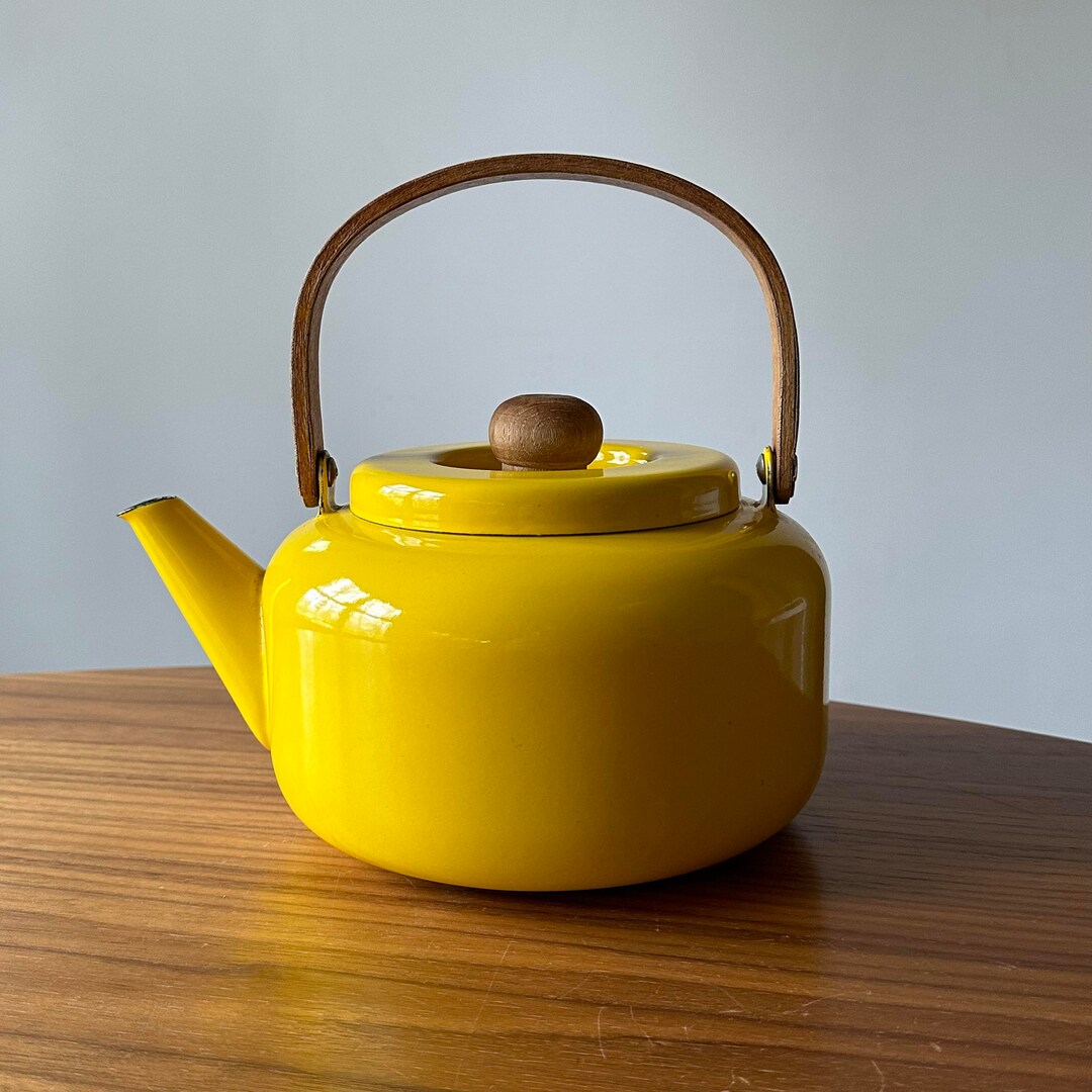 Vintage National Houseware Monte Carlo Yellow Enamelware Teapot With ...