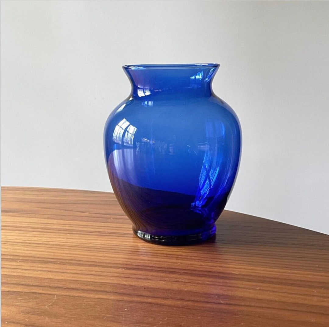 Vintage Cobalt Blue Vase, 6.25", Blue Decor, Bouquet Style Cobalt Blue ...