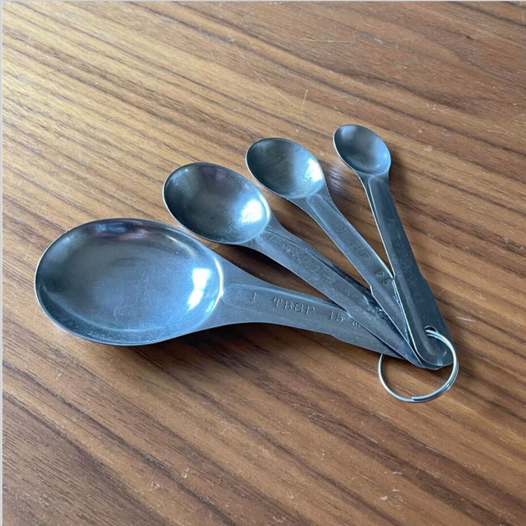 Vintage Aluminum Measuring Spoons, 4 Piece Set Spoons, Nesting ...