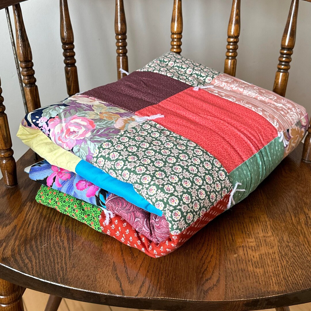 Vintage Patchwork Quilt, Eclectic, Mismatched Quilt, Rainbow Quilt ...