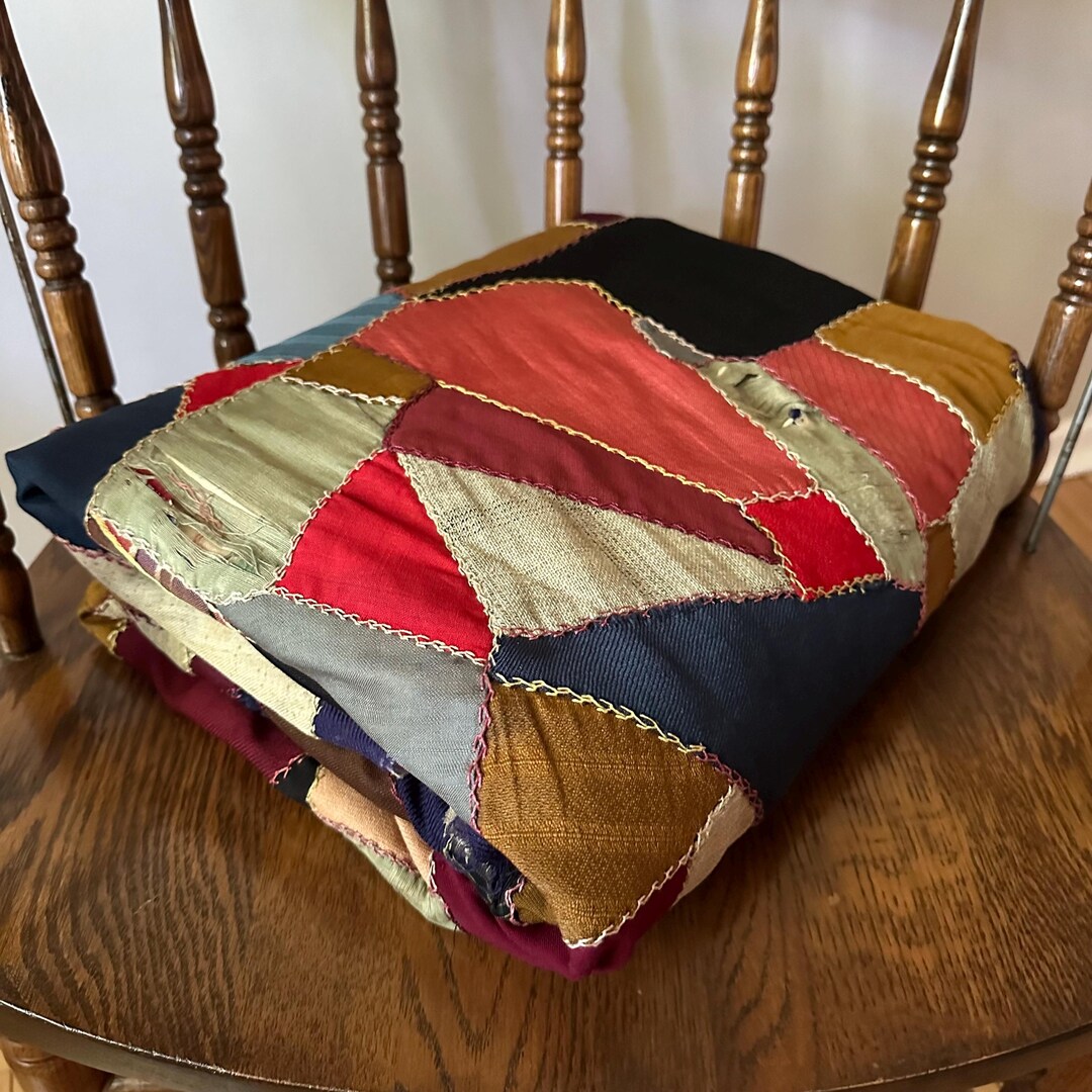 Antique Crazy Quilt Topper, 1800s, Primitive Farmhouse, Quilting ...