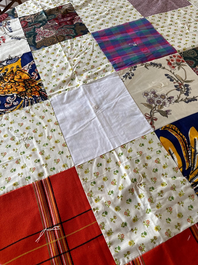 Vintage Patchwork Quilt, Eclectic, Mismatched Quilt, Rainbow Quilt ...