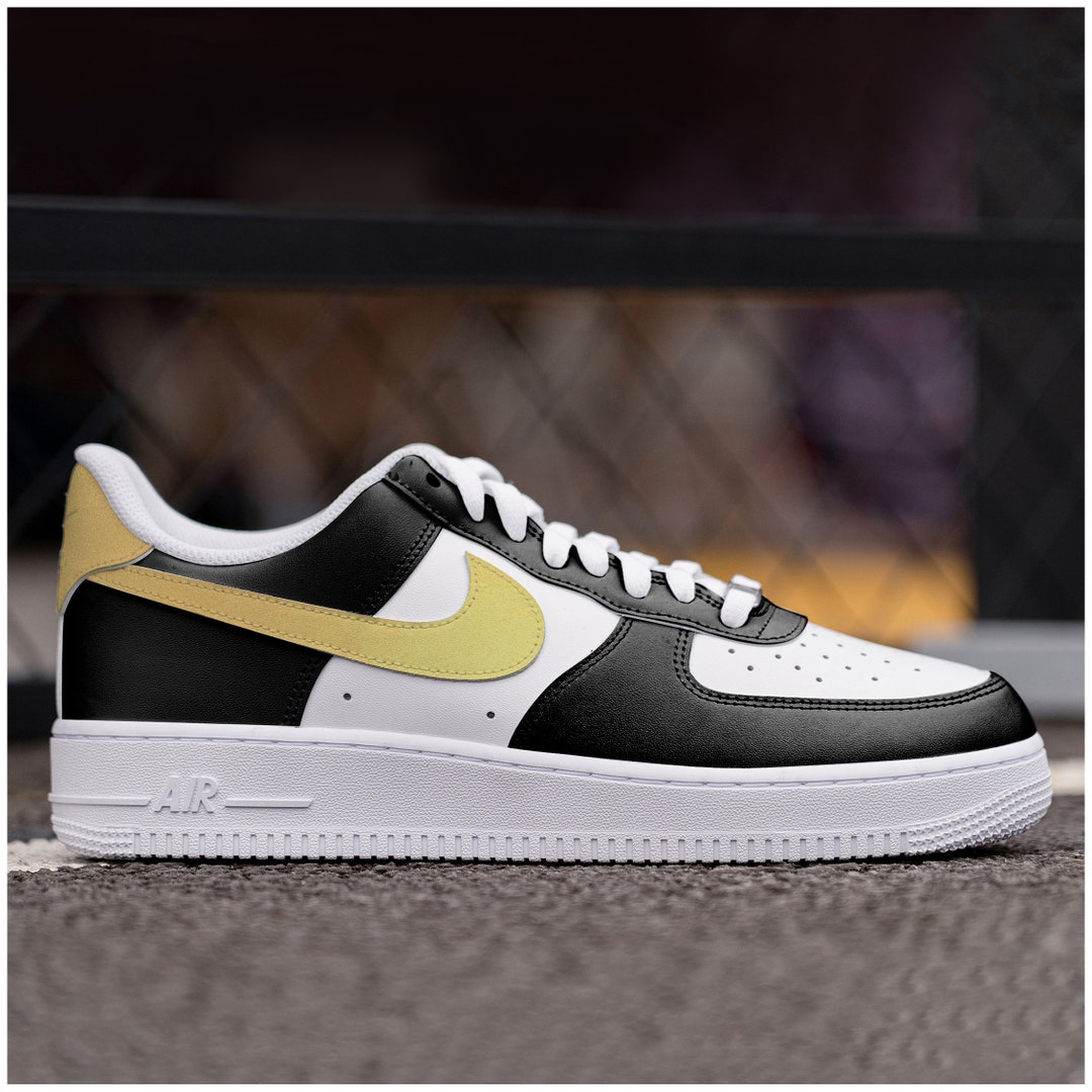 Custom Black and Gold Air Force 1, Handpainted Color Custom AF1 ...