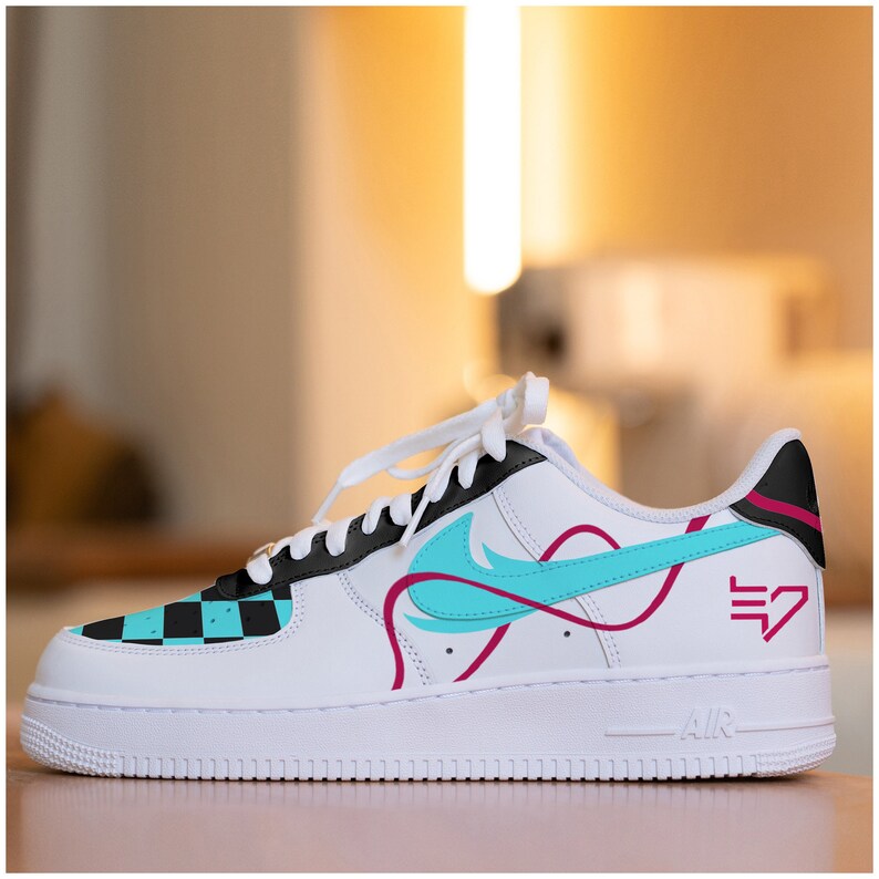 Custom Crypton Air Force 1 Shoes, Handpainted Miku Blue AF1 Sneakers ...