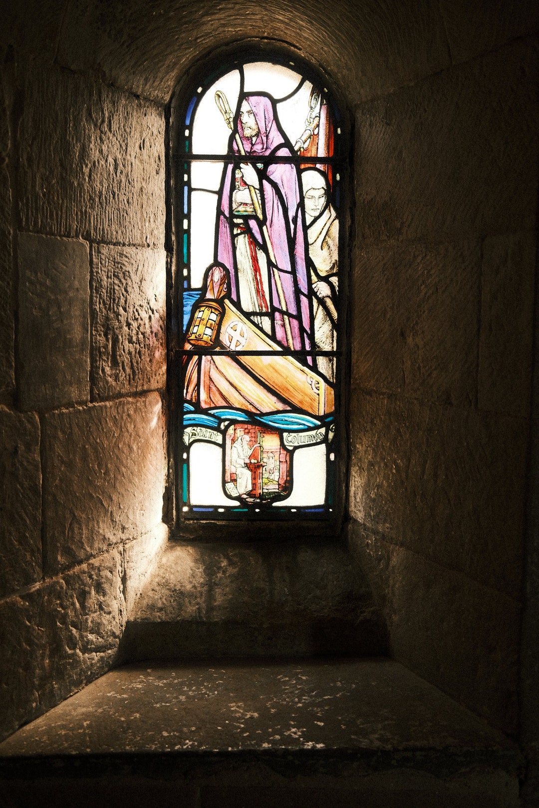 Stained Glass Window in St Margaret's Chapel at Edinburgh Castle in ...