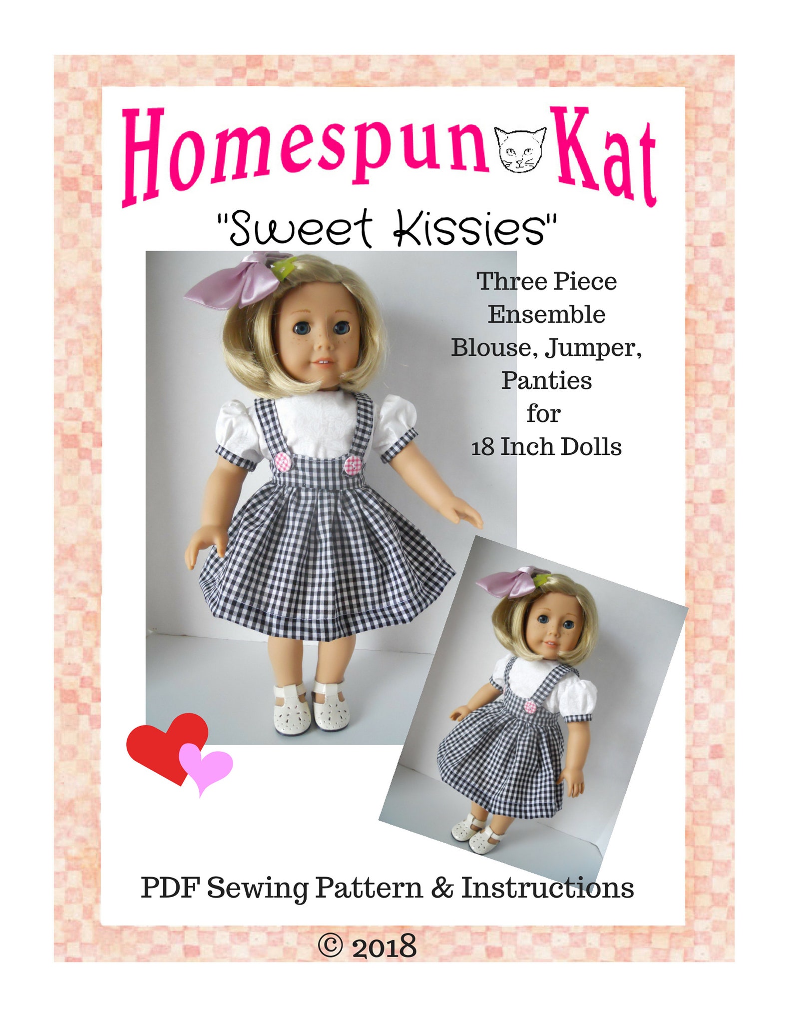 PDF Sewing Pattern, 18 Inch Doll Clothes, Doll Jumper Blouse, Kit's Era ...
