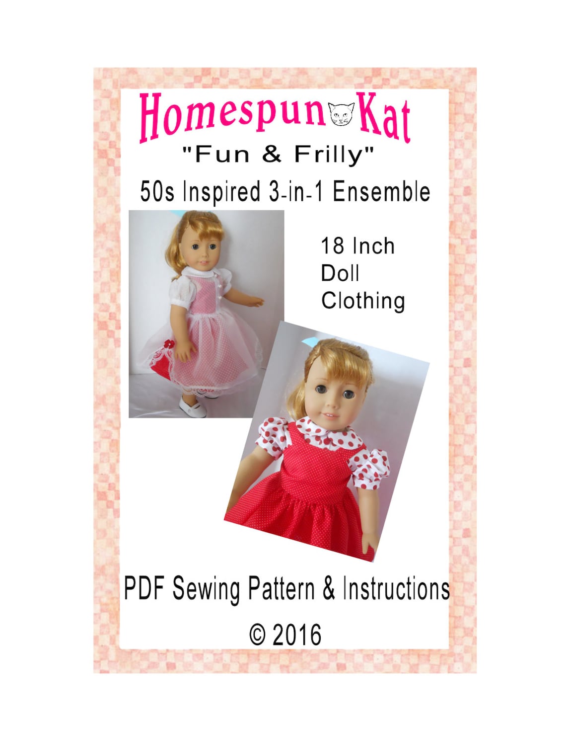 Fun & Frilly 50s Inspired 3 in 1 Ensemble 18 Inch Doll Clothing PDF ...