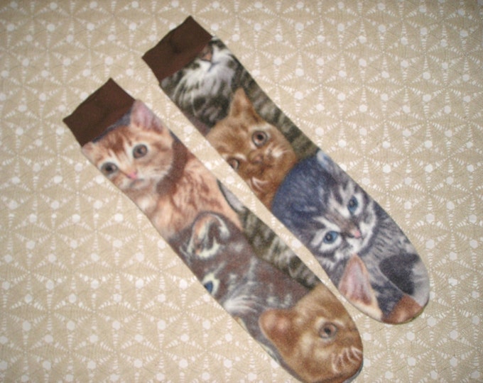 Fleece Socks. Cat Socks. Cats and More Cats in Shades of Brown and Grey ...