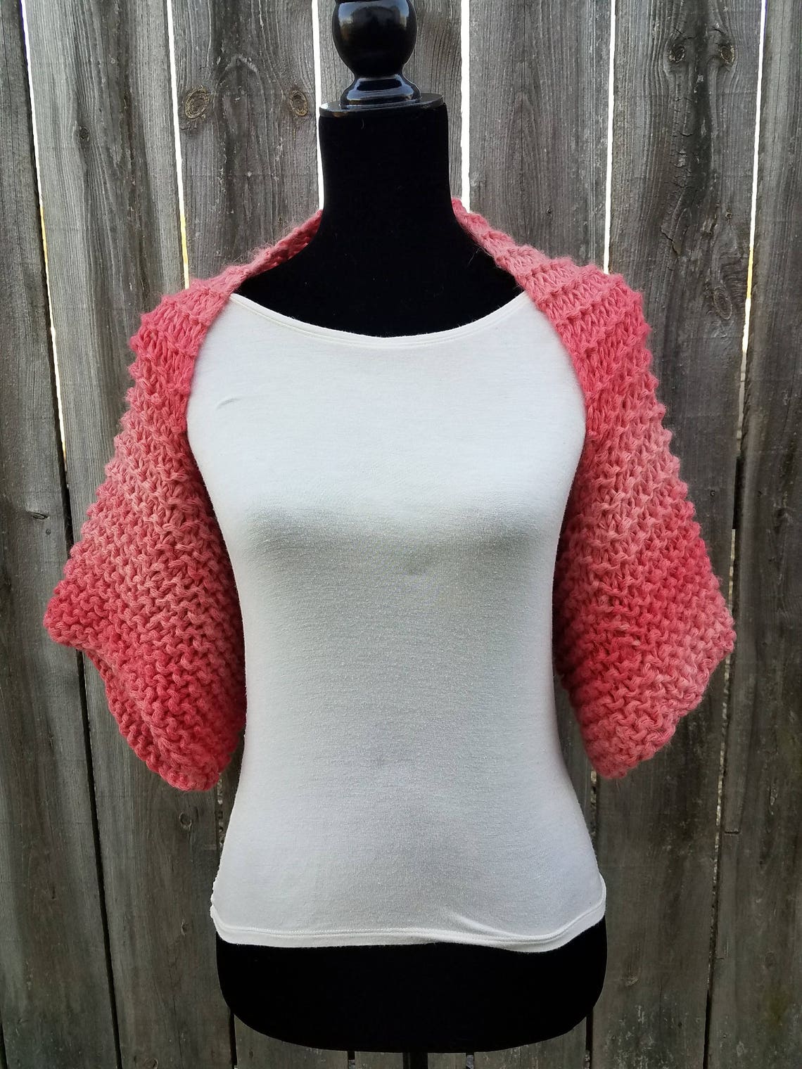 Coral Loose Knit Shrug Sweater Evening Shoulder Cover Up. Knitted Shrug ...
