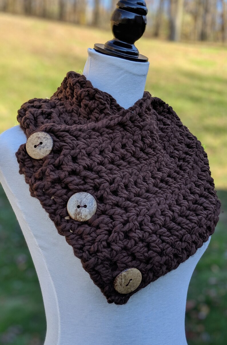 Brown Crochet Chunky Scarf, Boston Harbor Crochet Cowl Scarf, Handmade ...
