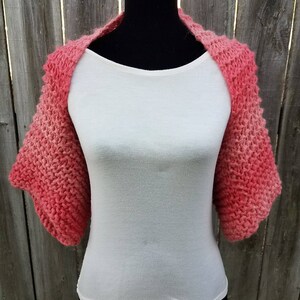 Coral Loose Knit Shrug Sweater Evening Shoulder Cover Up. Knitted Shrug ...