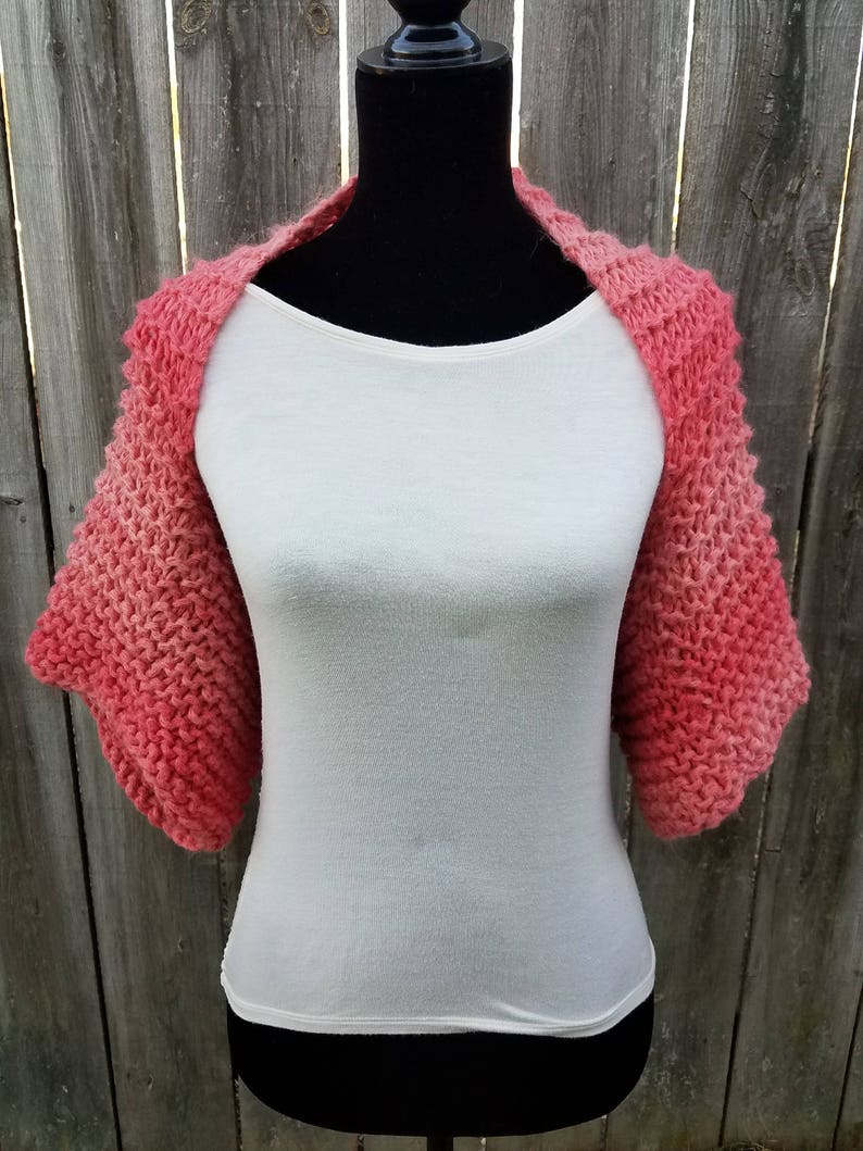 Coral Loose Knit Shrug Sweater Evening Shoulder Cover Up. Knitted Shrug ...