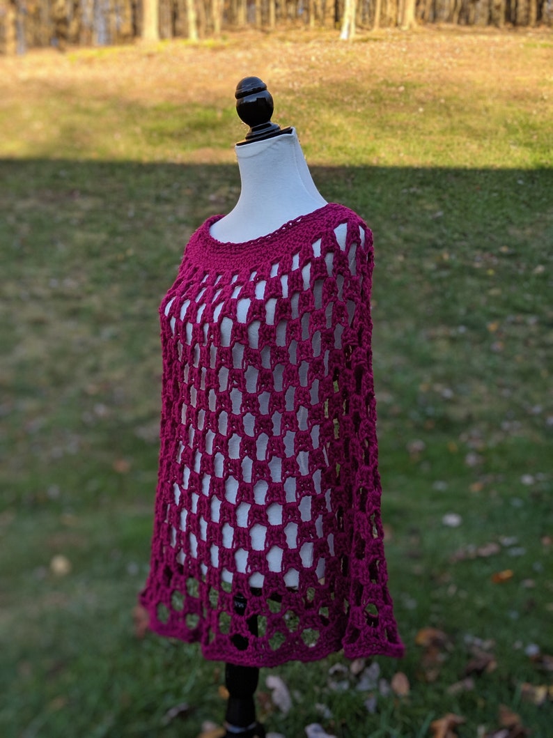 Maroon Crochet Poncho for Women. Handmade Crochet Capelet - Etsy