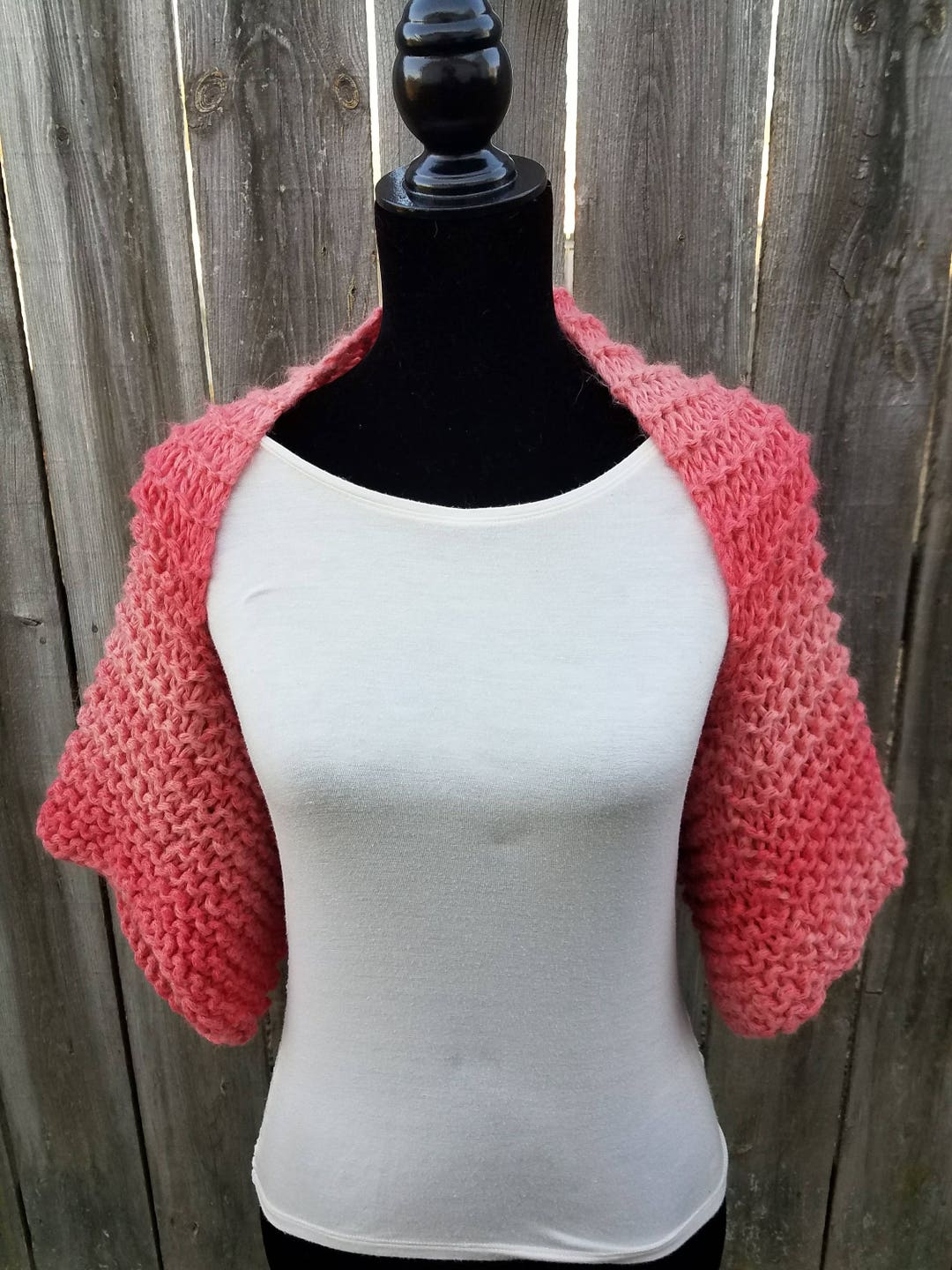 Coral Loose Knit Shrug Sweater Evening Shoulder Cover Up. Knitted Shrug ...