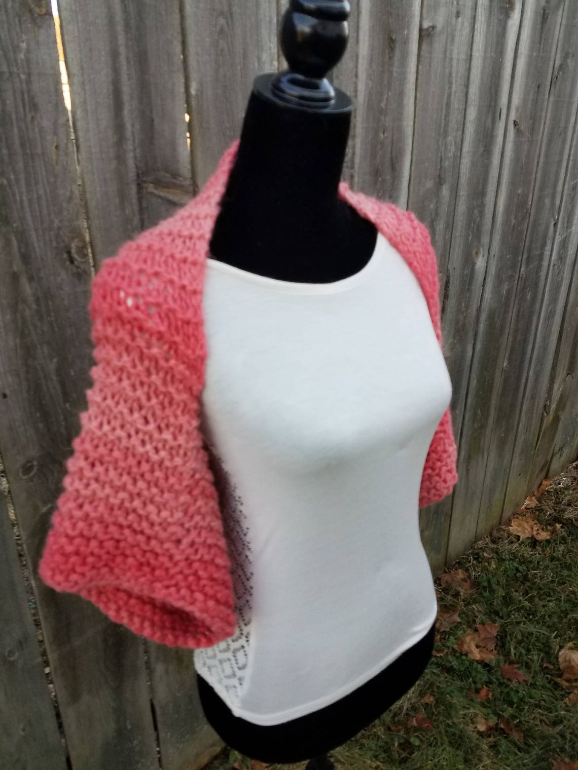 Coral Loose Knit Shrug Sweater Evening Shoulder Cover Up. Knitted Shrug ...