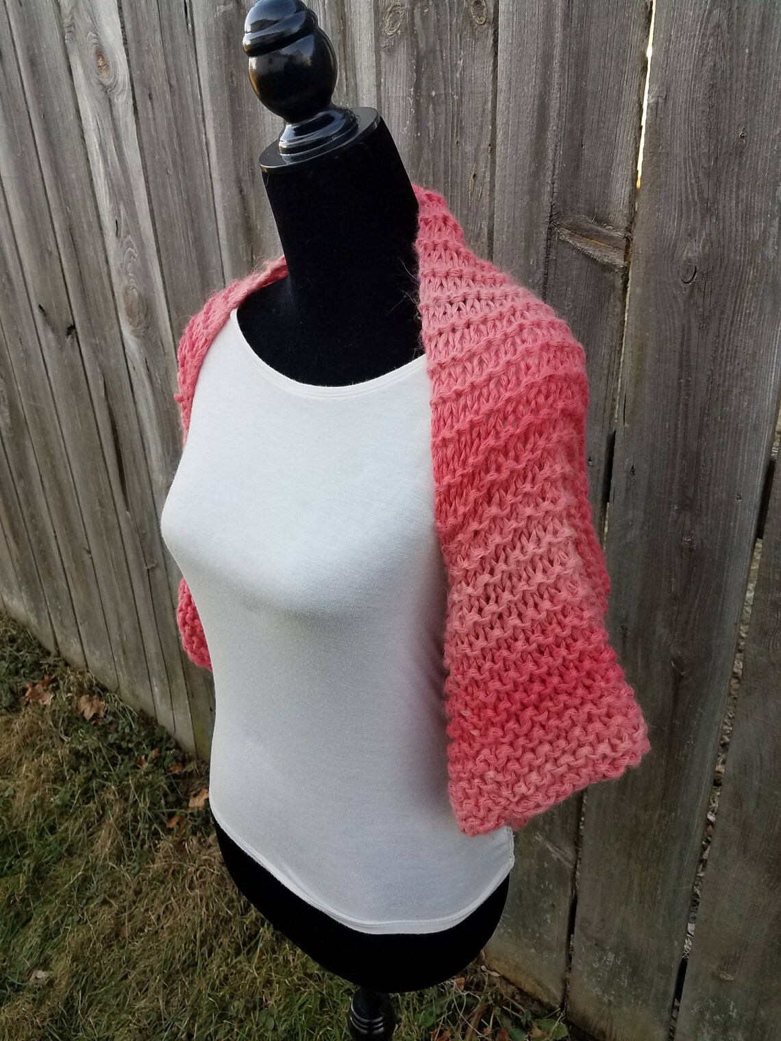 Coral Loose Knit Shrug Sweater Evening Shoulder Cover Up. Knitted Shrug ...