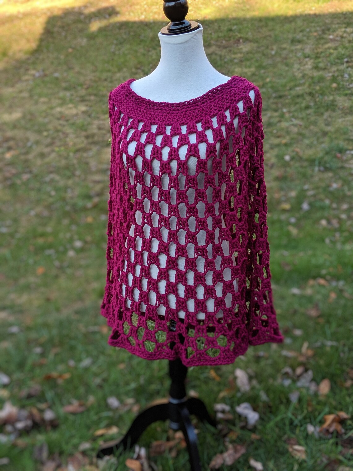Maroon Crochet Poncho for Women. Handmade Crochet Capelet | Etsy