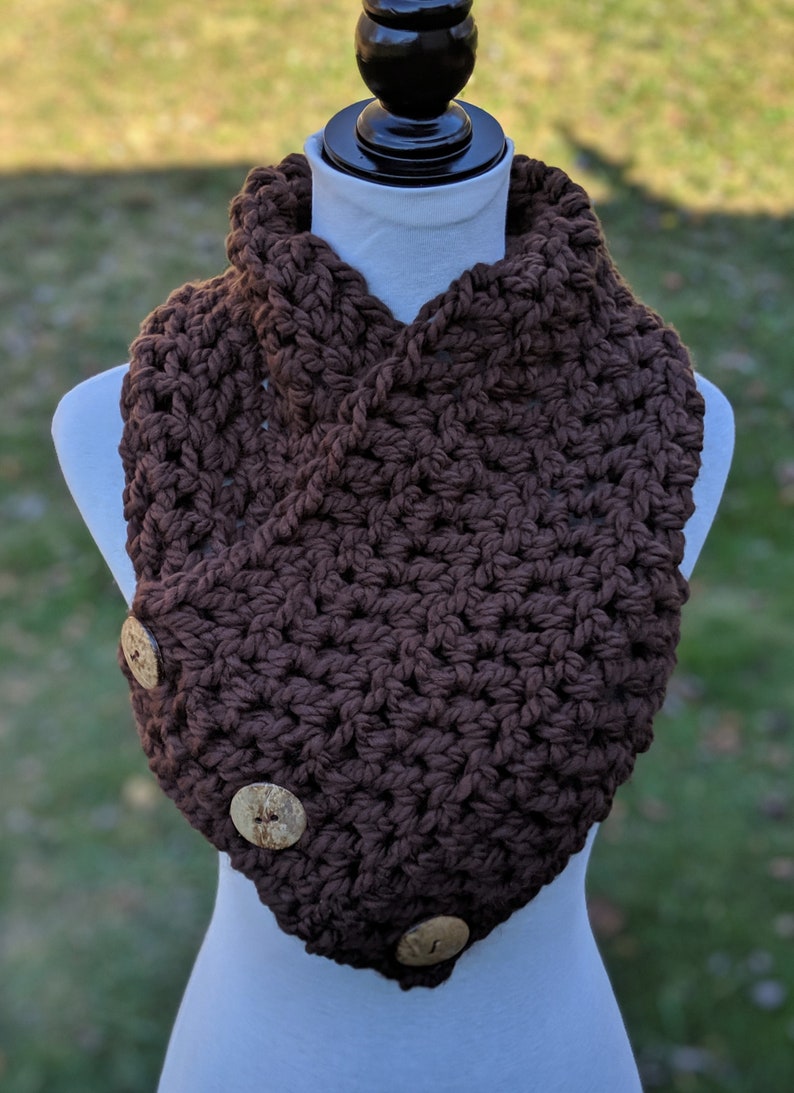 Brown Crochet Chunky Scarf, Boston Harbor Crochet Cowl Scarf, Handmade ...