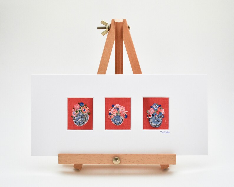 Three Panel Decorative Textile Artwork Hand Embroidery | Etsy