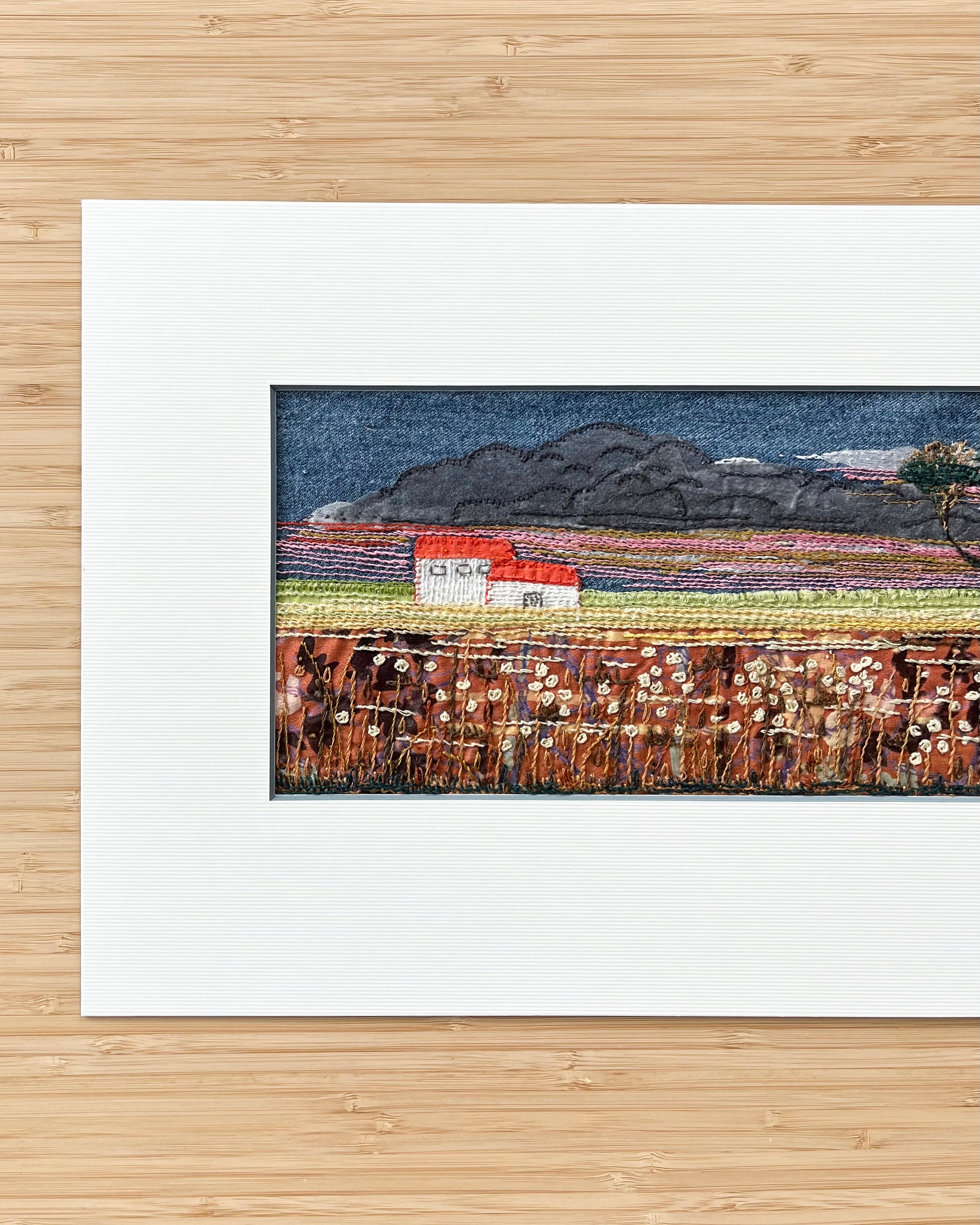 Sunset Embroidery Landscape Art Textile Artwork Storm - Etsy