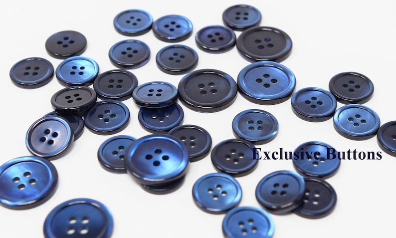 Deep Blue Luxurious Shell Buttons Set for Suit Jacket, Blazer, or Sport ...