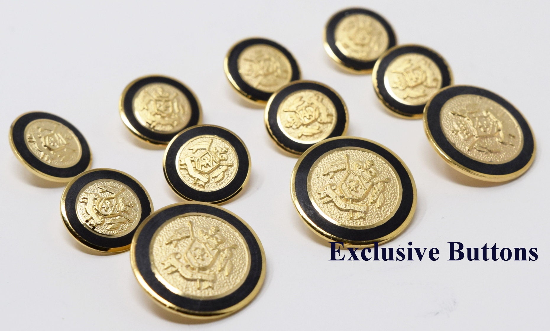 Gold Metal Blazer Buttons Set - Shield & Crown - Etsy