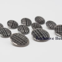 Metal Buttons - Parallel Lines Metal Buttons , Gray Silver Color , 4 ...