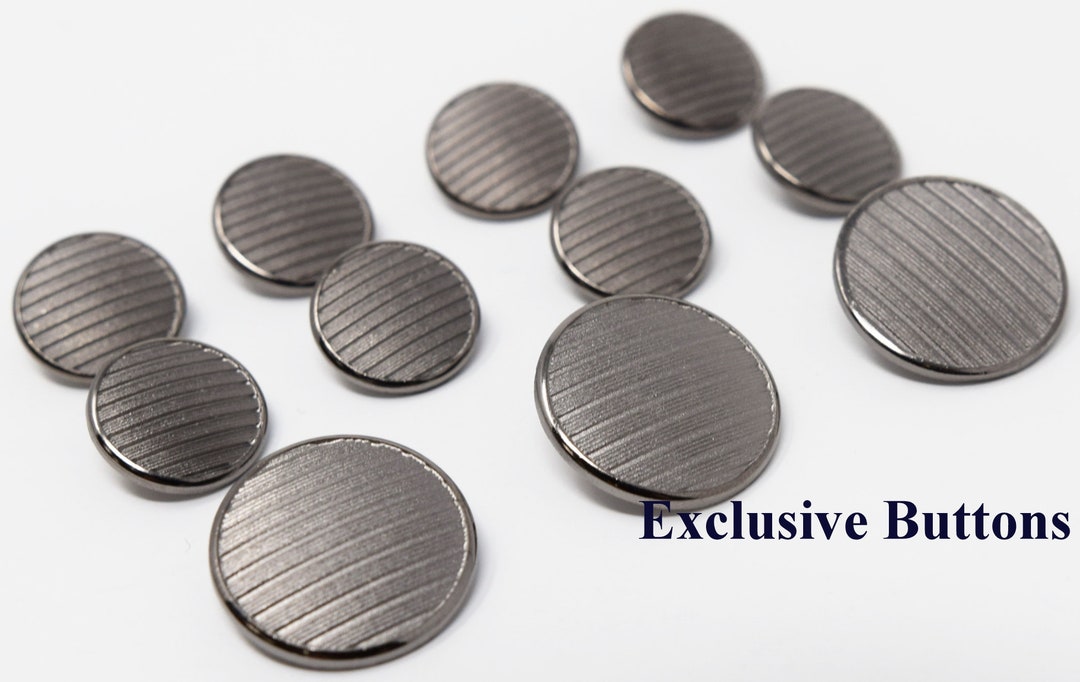 Silver (grey) Metal Blazer Buttons Set - Stripes - Etsy