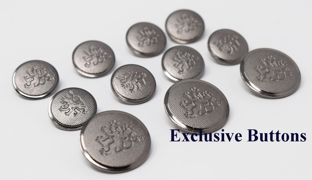 Silver (grey) Metal Blazer Buttons Set - Rampant Lion - Etsy
