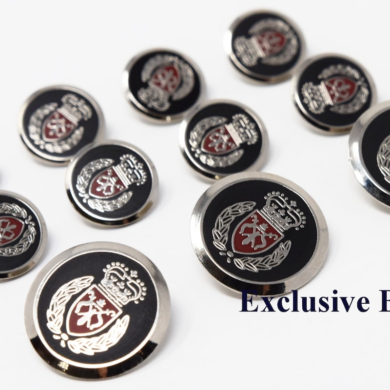 Silver Buttons With Crown - Etsy