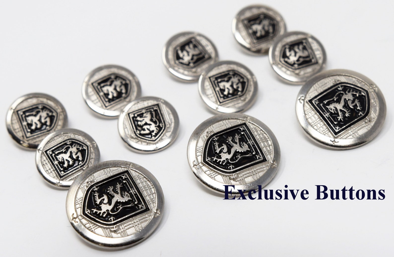 Silver Metal Blazer Buttons Set - Rampant Lion Black Shield - Etsy