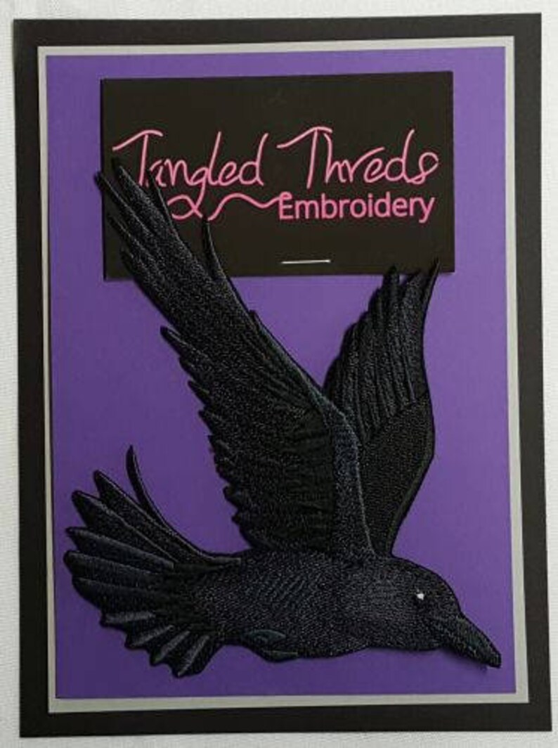 Raven Crow Flying Bird Embroidered Patch 4.8x 5 | Etsy
