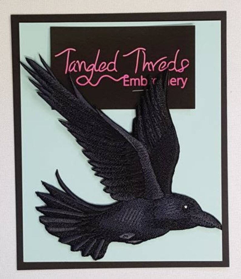 Raven Crow Flying Bird Embroidered Patch 4.8x 5 | Etsy