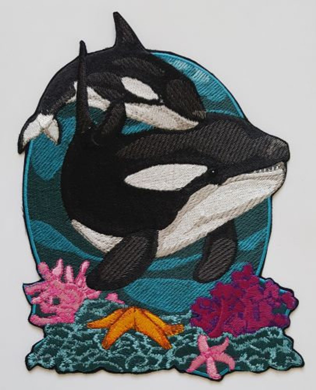 Whale Orca Killer Whales Marine Nautical Embroidered Patch 6.4 X 8.7 ...