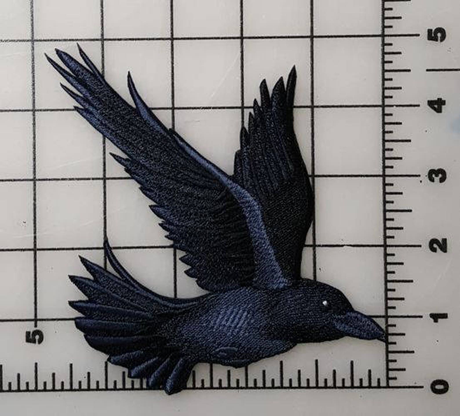 Raven Crow Flying Bird Embroidered Patch 2 Sizes Free USA - Etsy