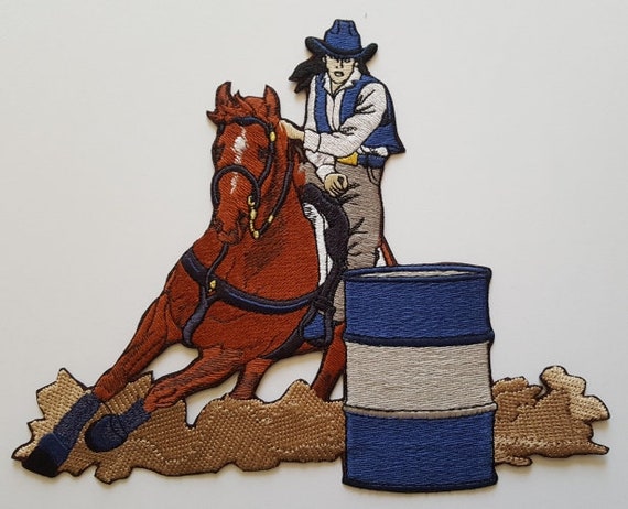 Barrel Racer Lady Embroidered Patch 9x 7.8 Free | Etsy