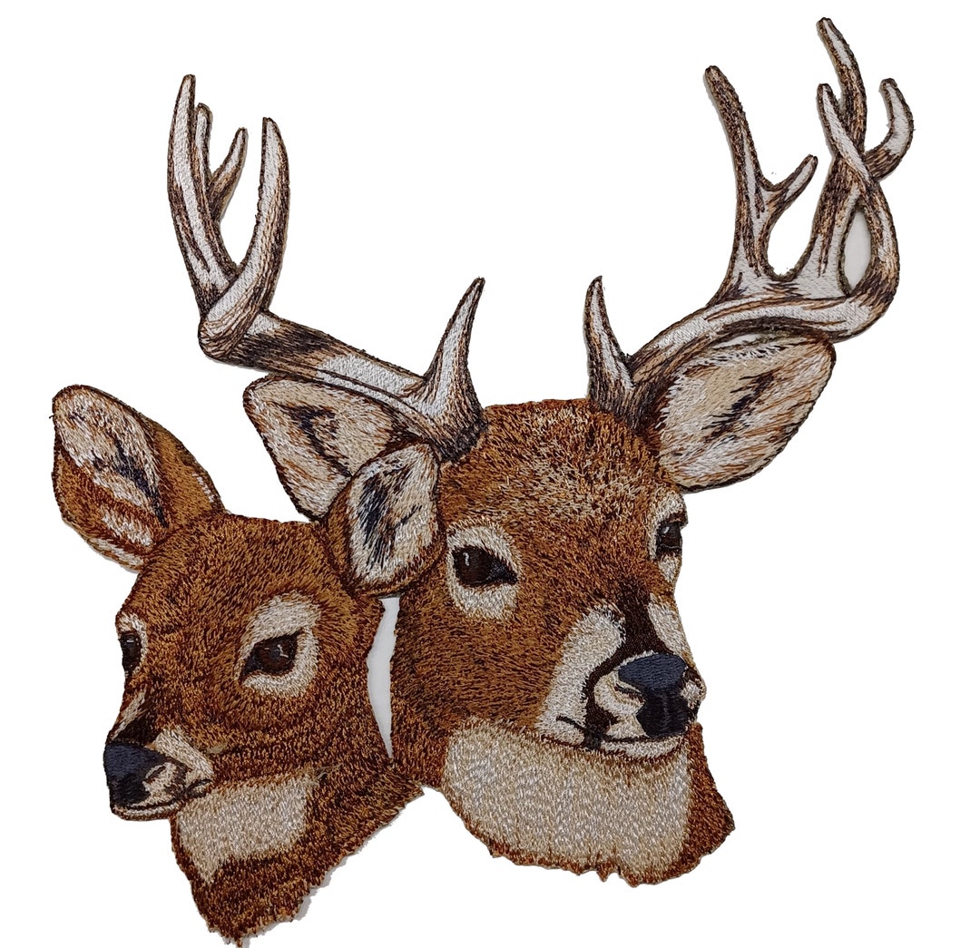 Deer Whitetail Buck & Doe Embroidered Patch 8.4" X 9" - Etsy