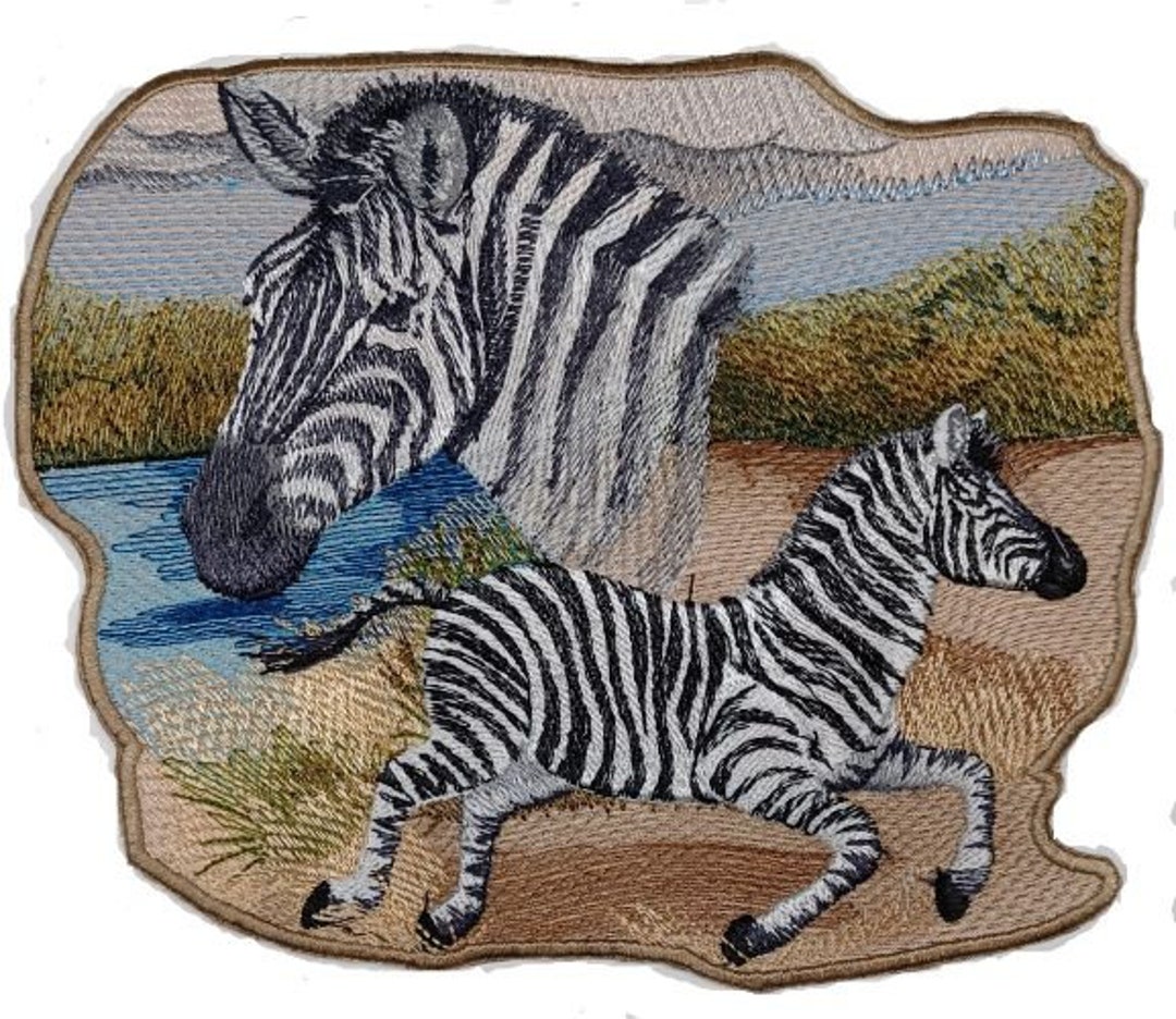 Zebra Scene Embroidered Patch Several Sizes - Etsy